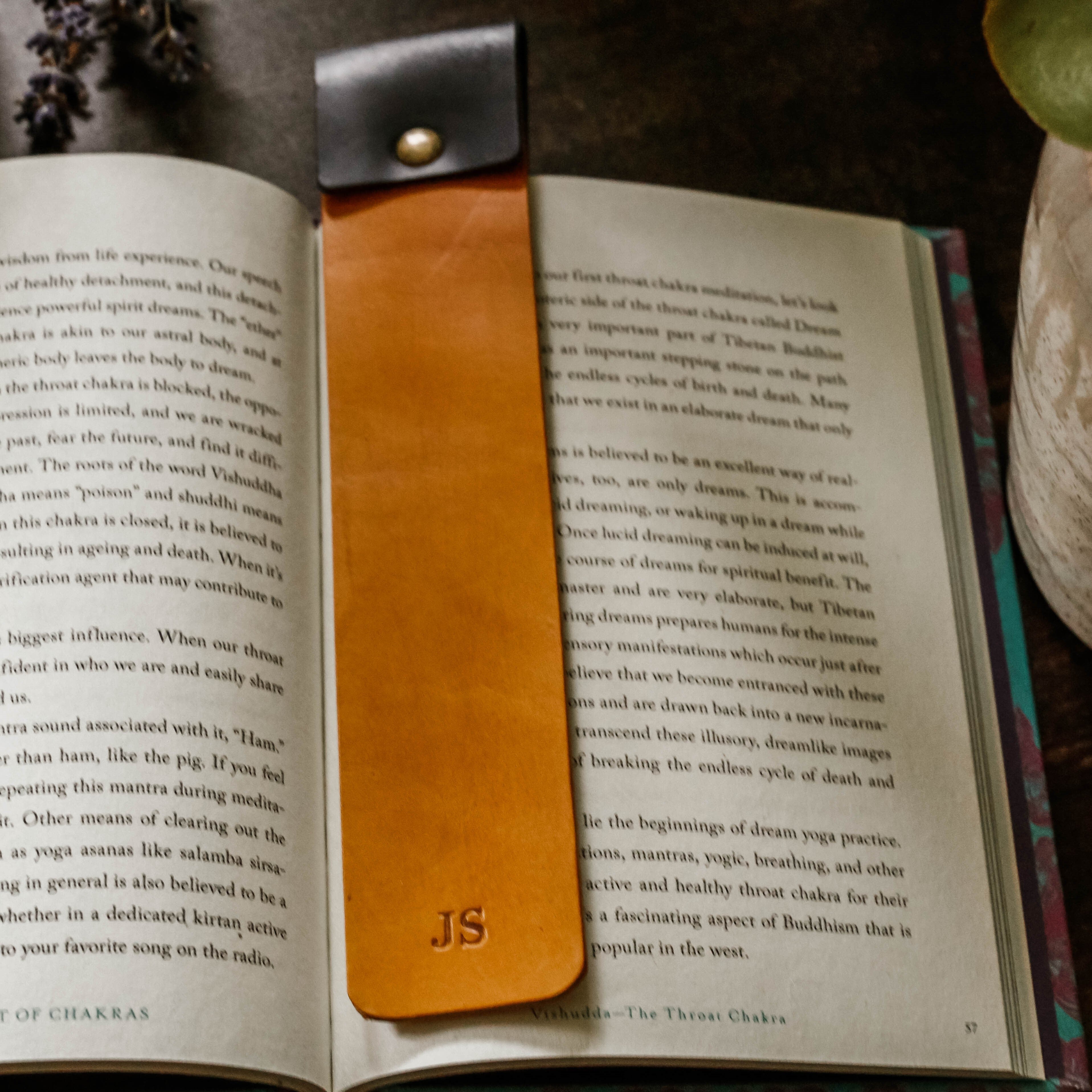 Yellow & Navy Leather Bookmark – Wild Origin